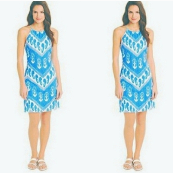 J. McLaughlin | Dresses | J Mclaughlin Maria Halter Dress White Lapis ...